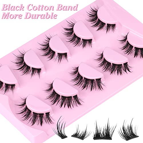 Cluster Lashes False Eyelashes Extension DIY Individual Lashes Wispy Manga Lashes Asian Wet Look 40 Pcs Lash Clusters Eyelash Pack by Vanssymunlin, Black