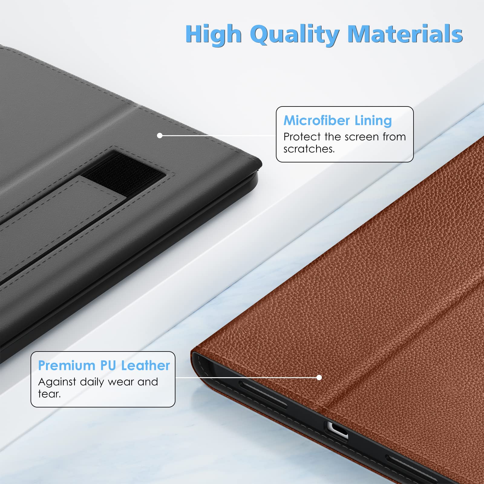 DTTO Folio Case for iPad 10th Generation - [Built-in Pencil Holder] Premium Vegan Leather Stand Folding Cover for iPad 10.9 Inch 2022, Auto Wake/Sleep, Brown