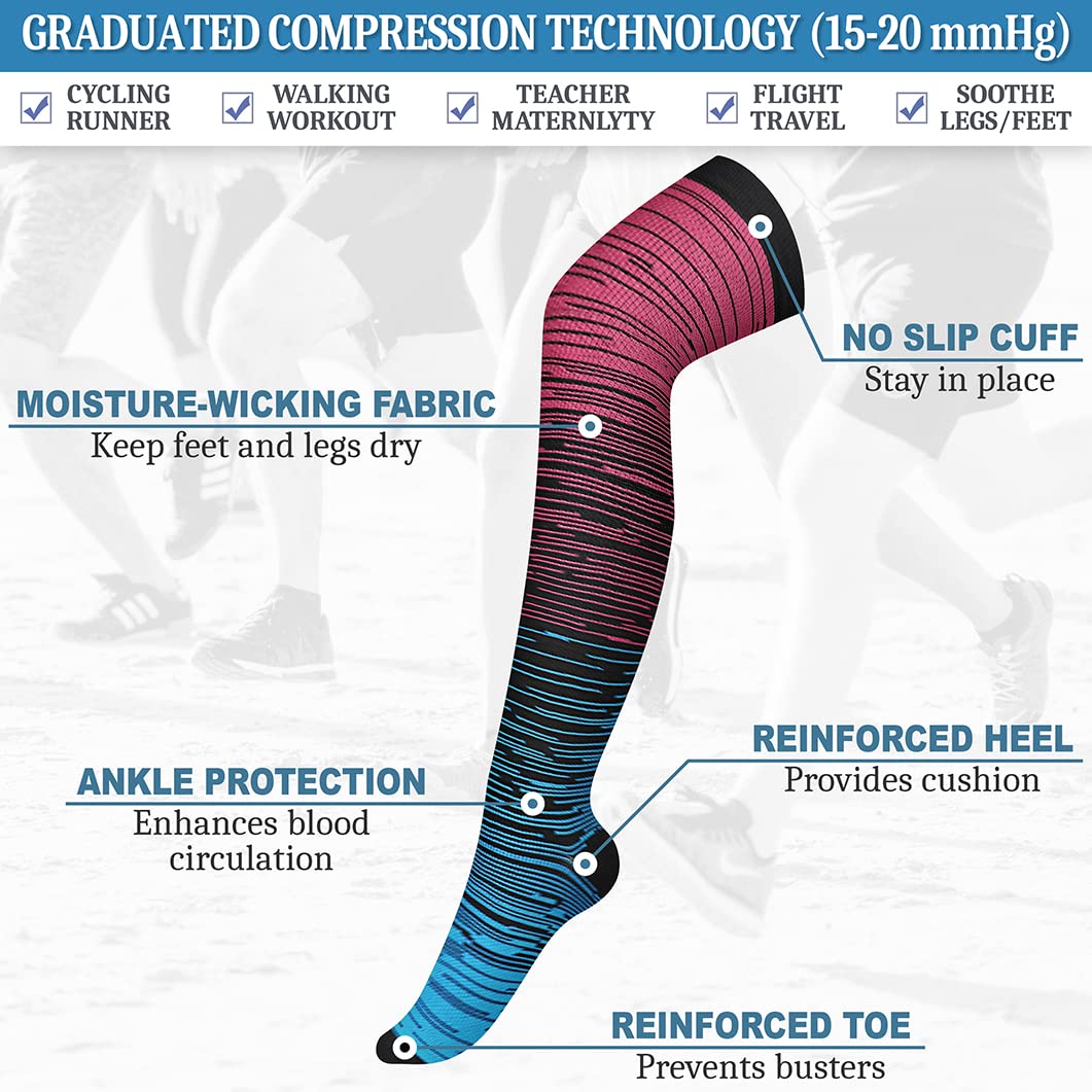Compression Socks Wide Calf Compression socks for Women and Men Circulation Knee High Sock - Best for Medical Running Nurses