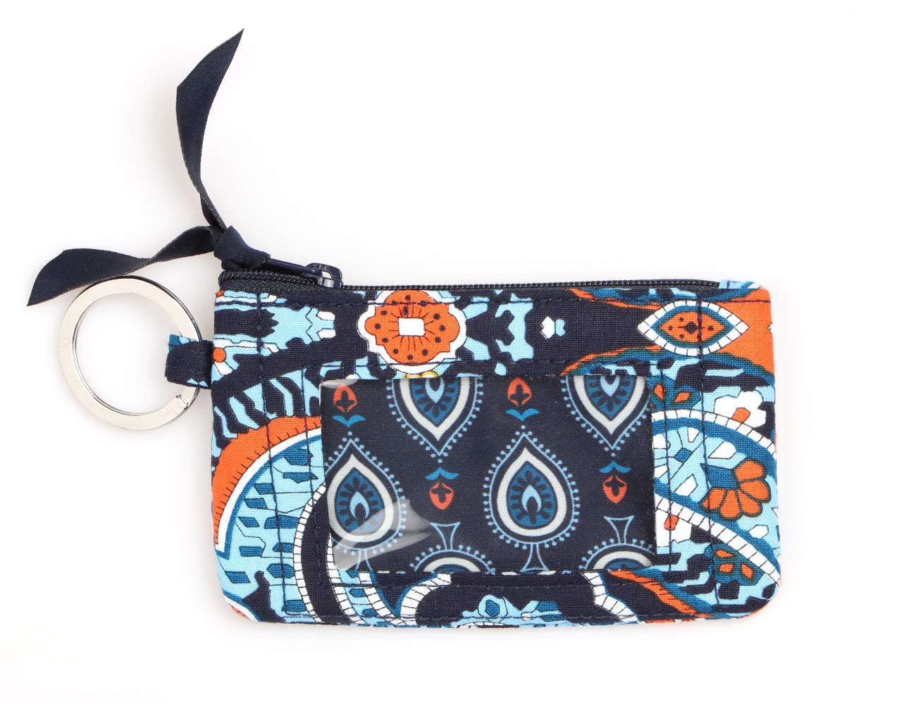 PUPU Women's Cotton Zip ID Case Wallet (Navy-19)