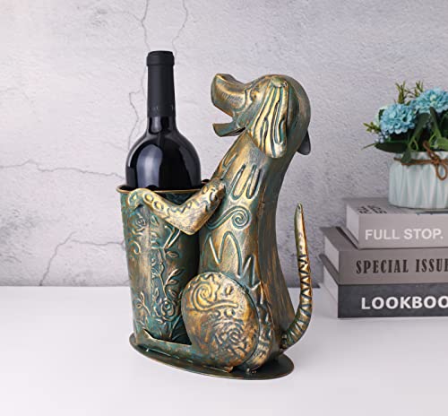 MMEXPER Green Bronze Wine Rack Single Wine Bottle Holder for Home Kitchen Display Shelf Gift