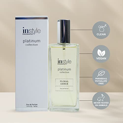 Instyle Fragrances | Inspired by Chanel’s Coco Mademoiselle | Platinum Collection | Floral Amber | Women’s Eau de Parfum | CLEAN, Vegan, Paraben & Phthalate Free | Never Tested on Animals | 3.4 Fl Oz