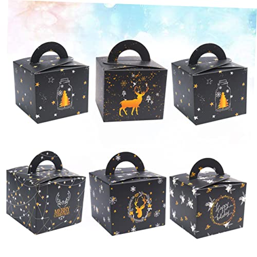 COHEALI 12pcs Christms Gift Boxes Party Favor Boxes for Christms Chocolate Candy Box for Christms Christmas Star Deer Black Christms Candy Box Candy Wrap Box