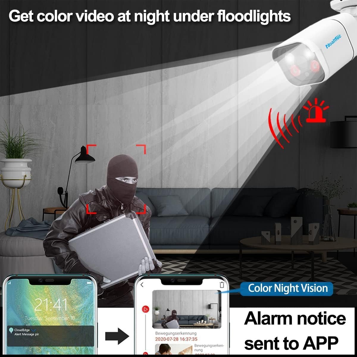 NOAHTEC 4MP PoE Security Camera System, 4Pcs CCTV Security Cameras System 2K IP Home Security Cameras with 8CH 8MP 4K NVR &Hard Drive 1TB, Person VehicleDetection, Two-Way Audio, 100ft Night Vision