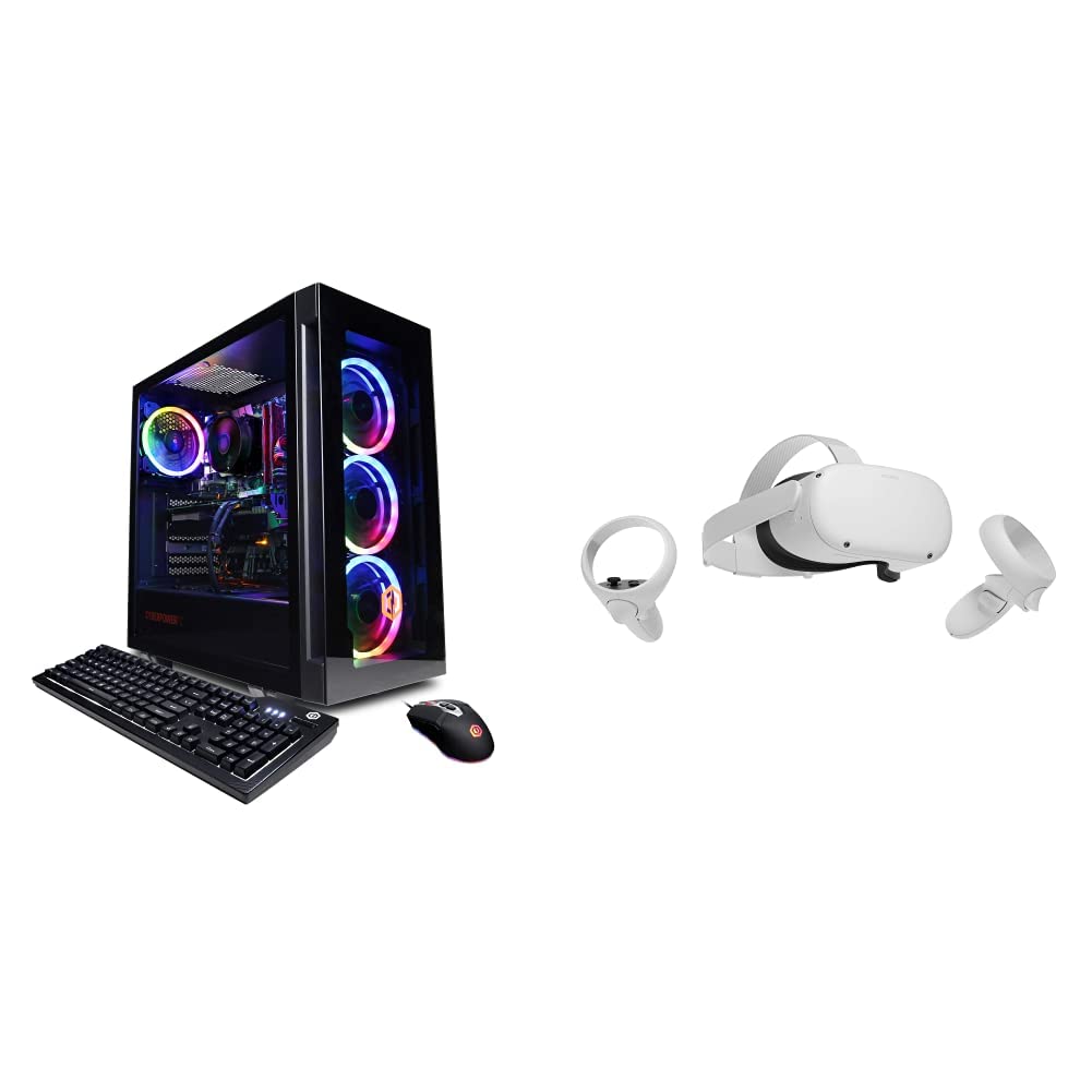 CyberpowerPC Gamer Xtreme VR Gaming PC & Win 11 Home (GXiVR8480A10) & Oculus Quest 2 — Advanced All-in-One Virtual Reality Headset — 128 GB