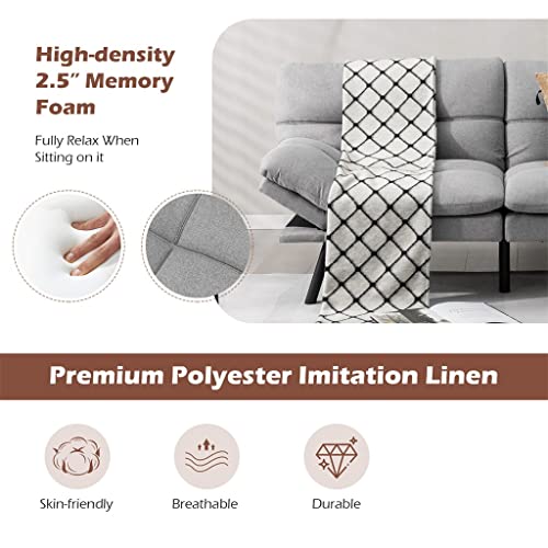 sgzyl Convertible Futon Sofa Bed Memory Foam Couch Sleeper W/Adjustable Armrest Grey