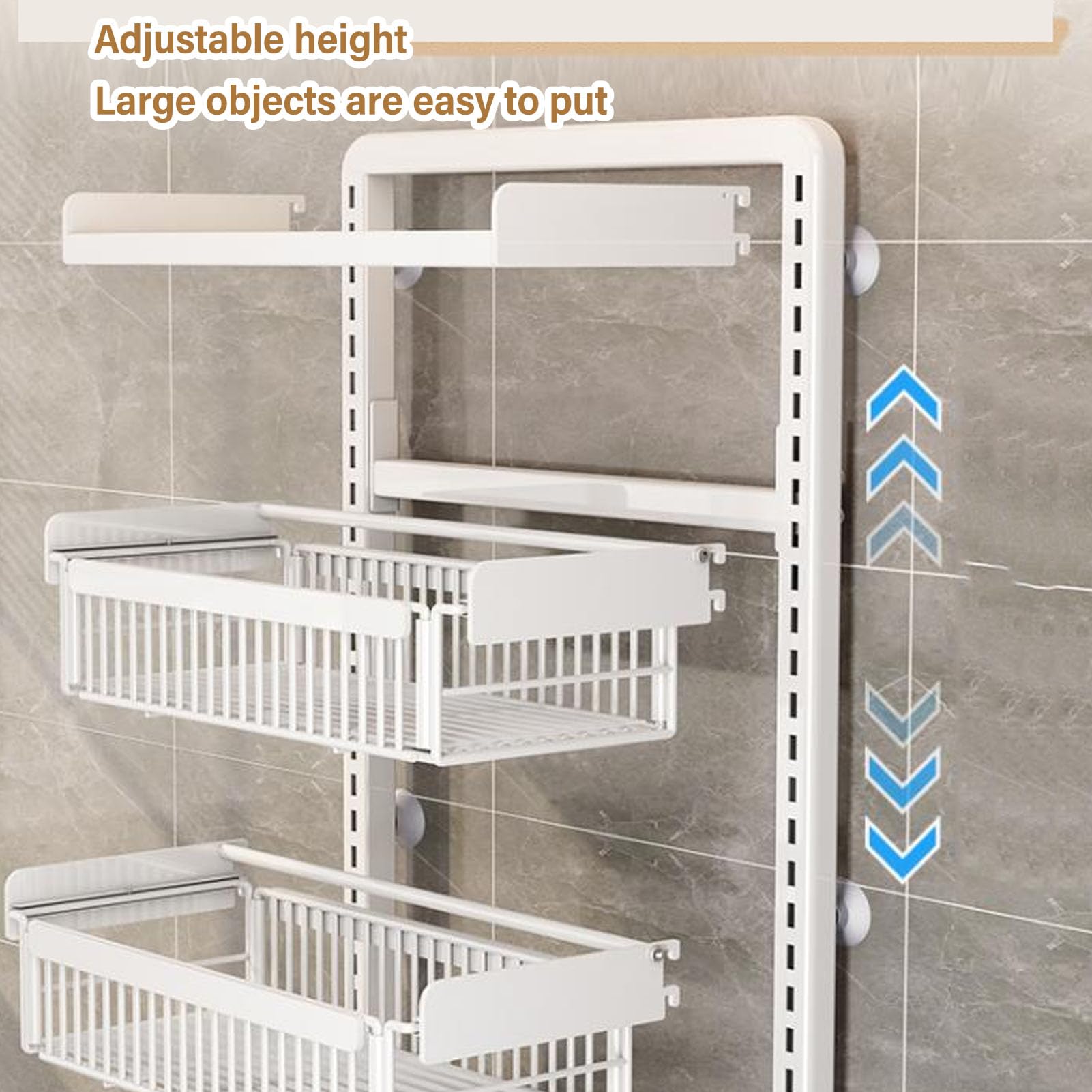 FLUSTDER Freestanding Toilet Bathroom Organizer Adjustable Pull Out Storage Space Saving Rack Easy Assembly Over Toilet Rack (White)