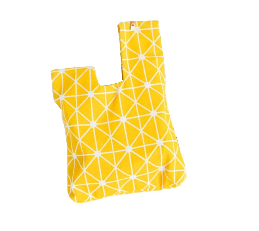 Chezi Women's Triangle Plaid Cotton Knot Bag Small Canvas Tote (yellow plaid)