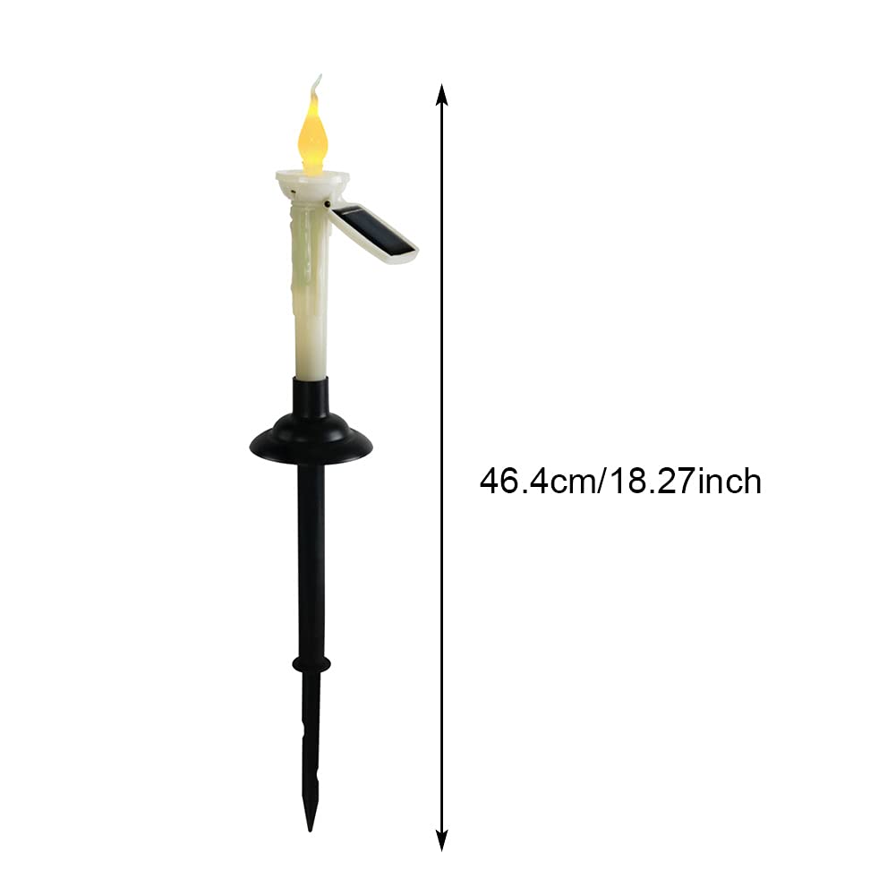 Tookie LED Candle Light, 4pcs Dual Use Solar Power Long Candle Light with Warm White Flickering Flame, Auto On/Off Solar Light for Garden Pathway Driveway Landscape Patio Deck Yard(Size:18.27inch)