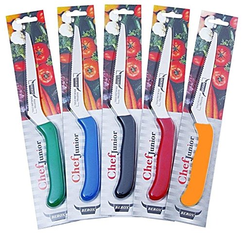 Vegetable/Fruit/Bread Knife - Stainless Steel 5" Blade Kitchen Knive Cutlery, Elevated Handle … (Red)