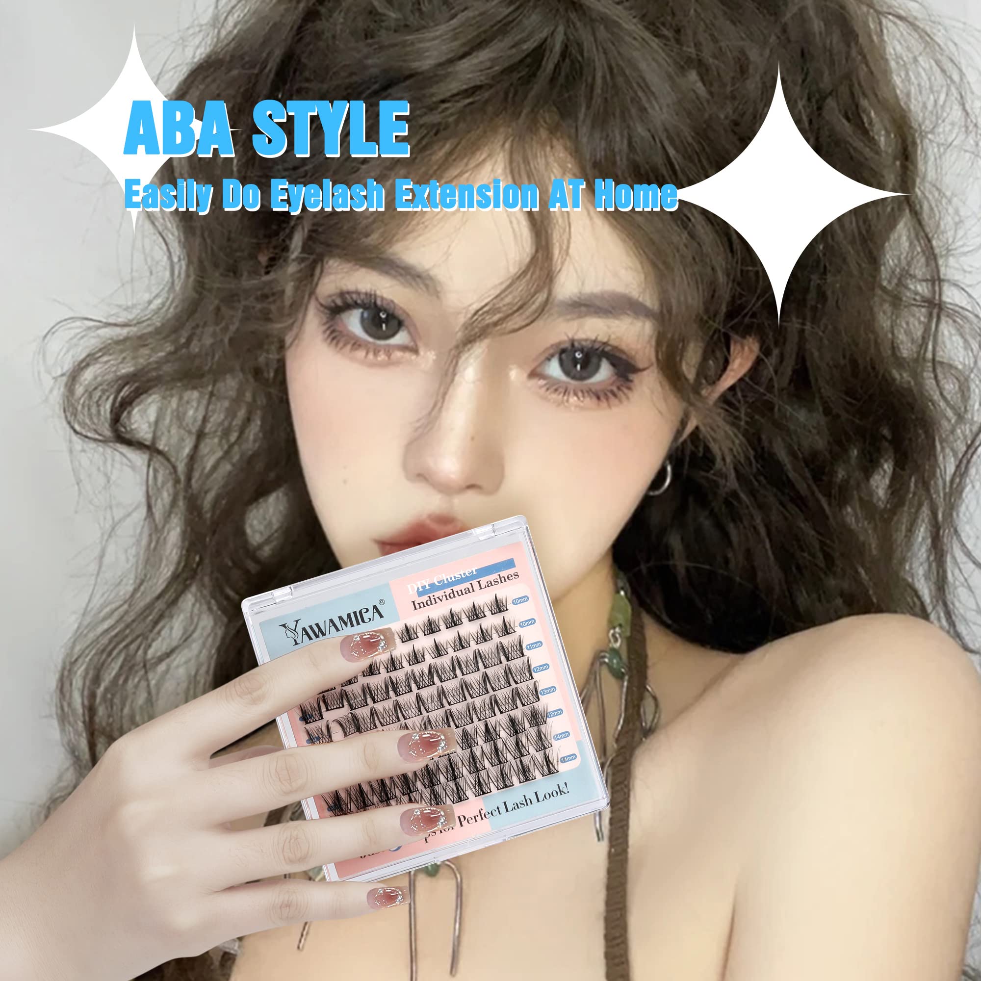 Colored Cluster Lashes Individual Lashes D Curl Colored Lash Extensions 14-16mm Lash Clusters 100pcs DIY Eyelash Extension at Home by Yawamica