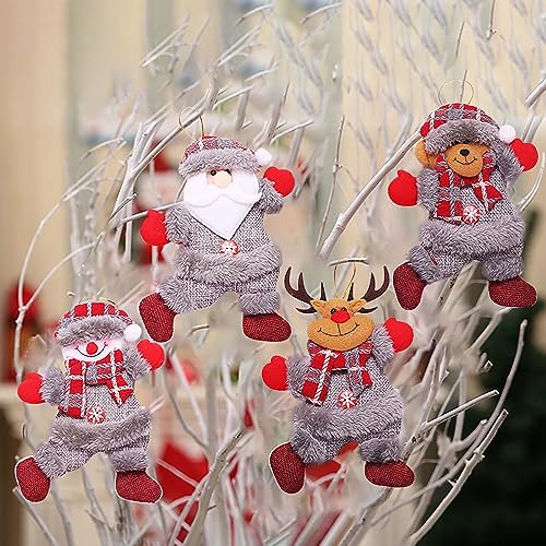 Christmas Tree Plush Ornaments Set, Plush Christmas Ornaments Santa Elk Bear Snowman Ornaments for Christmas Tree Xmas Home Holiday Decorations Christmas Ornaments