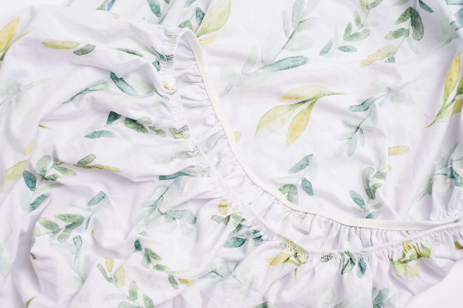 NODNAL CO. Leafy Bassinet Fitted Sheet - 100% Jersey Cotton for Baby Girl/Boy - Gender Neutral/Floral Eucalyptus Universal Fitted Cover Sheets (Leafy Greens)