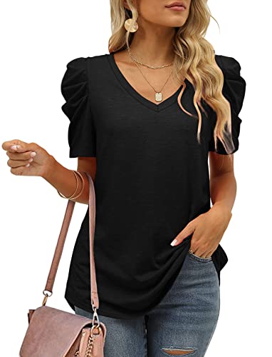 Womens Summer Tops Black Shirts for Women Oversized T Shirts Casual Loose Fit XXL