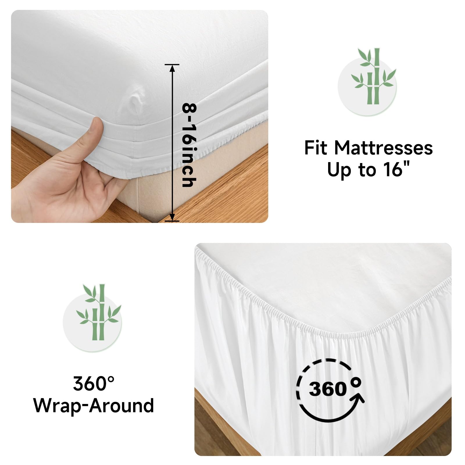 EaseHome Twin Sheets Set, Cooling Sheets, Rayon Derived from Bamboo, Twin Soft Bed Sheets for Boys and Girls, Luxury Silky Bedding Sheets & Pillowcases, White
