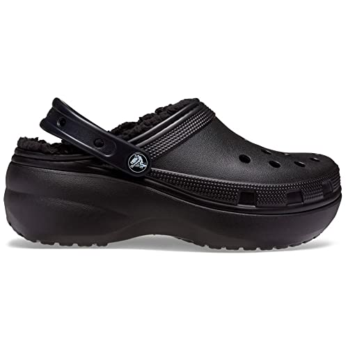 Crocs Women's Classic Platform Lined Clogs, Black, numeric_8