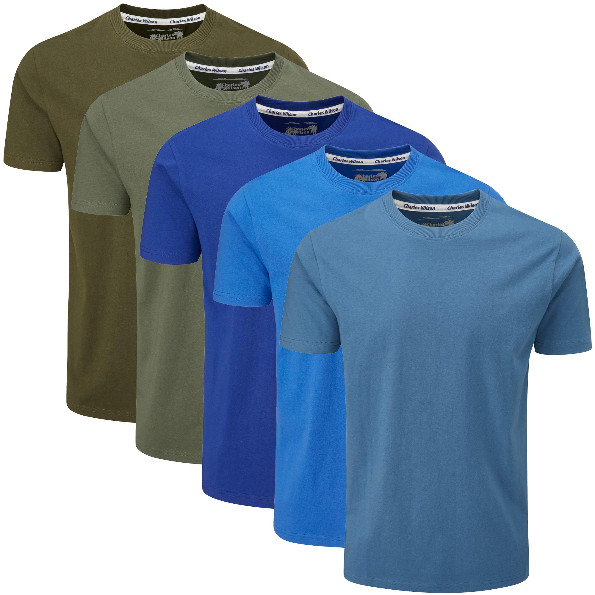 Charles Wilson Men's 5 Pack Midweight Crew Neck T-Shirt (XX-Large, Orange Sunset)