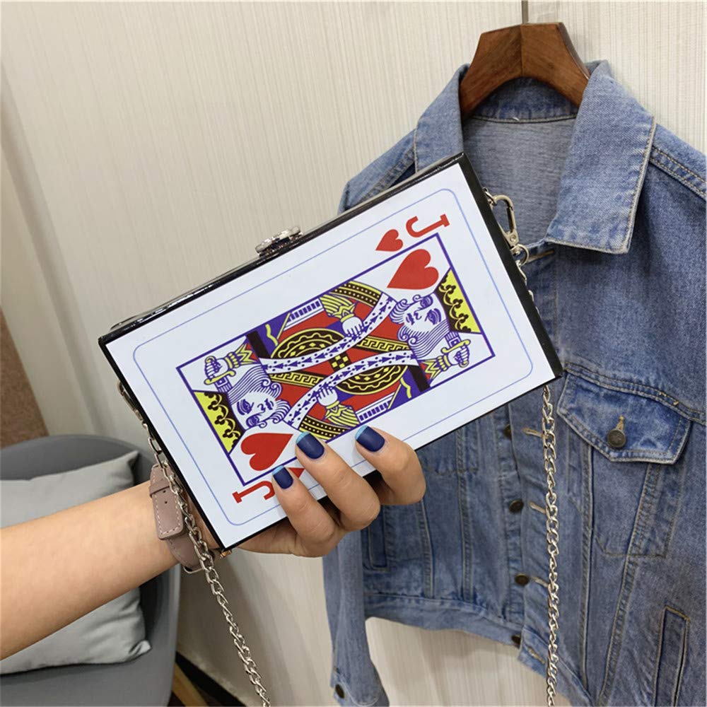 Unique Vintage Poker Print Cross-Body Bag Women Clip Clasp Shoulder Bag Handbag (J)