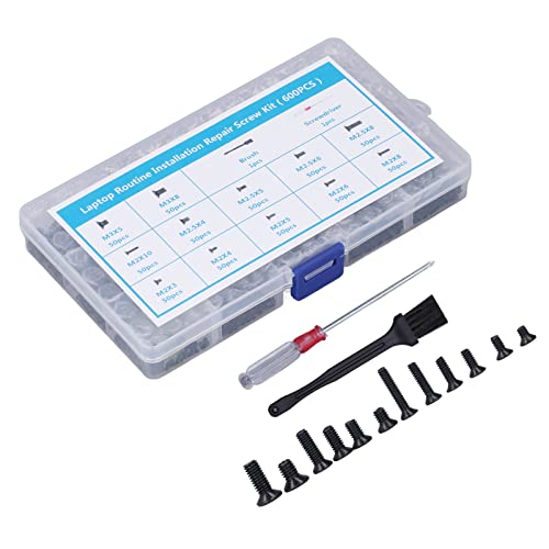 Computer Screw, 600Pcs Standard Design Carbon Steel Electronic Repair Screws Kit Fine Thread for Electronics