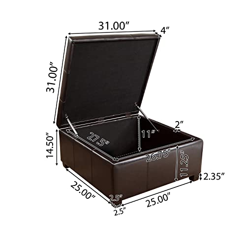 Christopher Knight Home Richmond Bonded Leather Storage Ottoman, Espresso