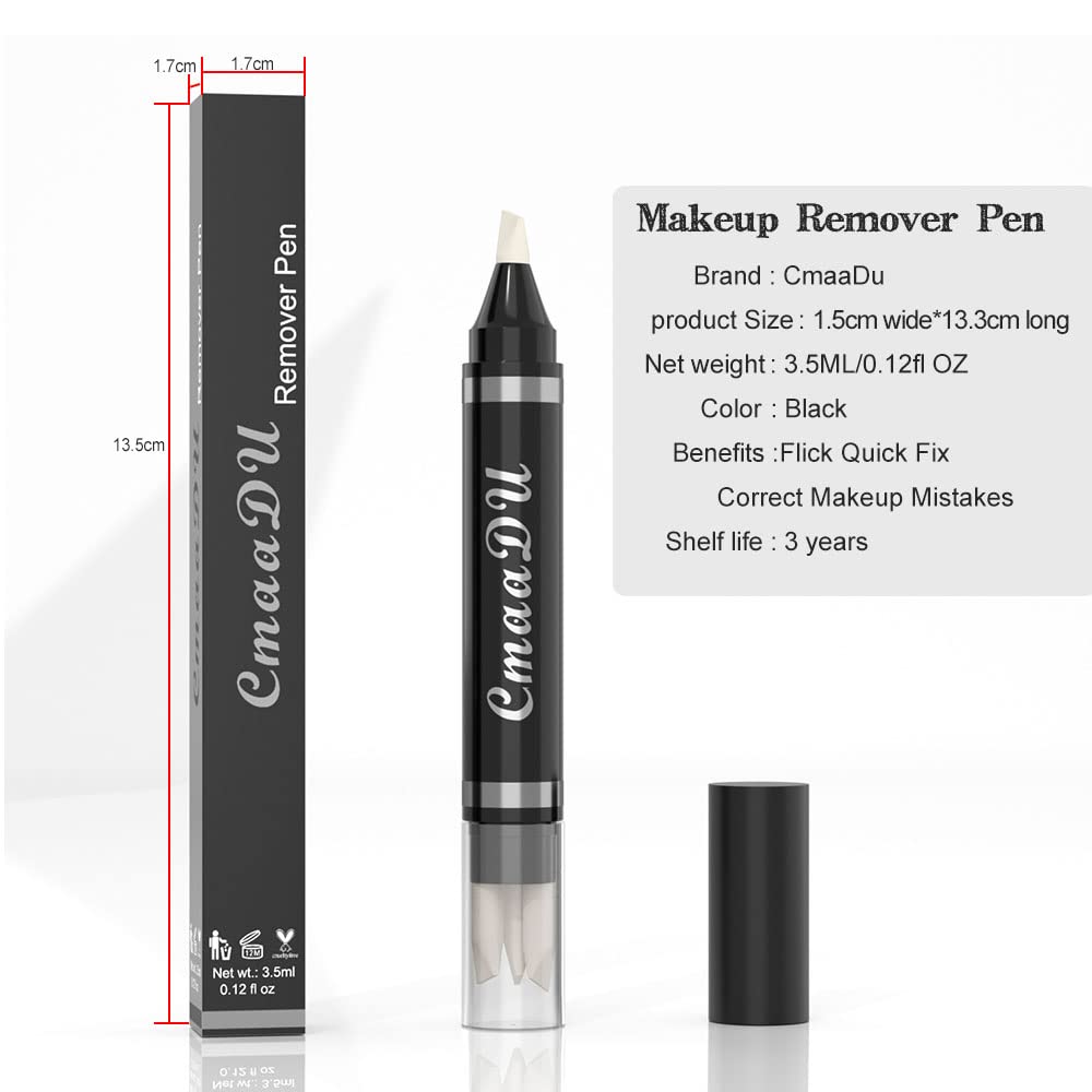 Easilydays Eye Makeup Remover Pen, Makeup Remover Eraser Stick Corrector Stick Lipstick Eyeliner Eraser for Instant Touch Up Correction, Mascara Smudges Correction,Travel-Friendly Makeup Removing Pen With 3 Replacement Heads