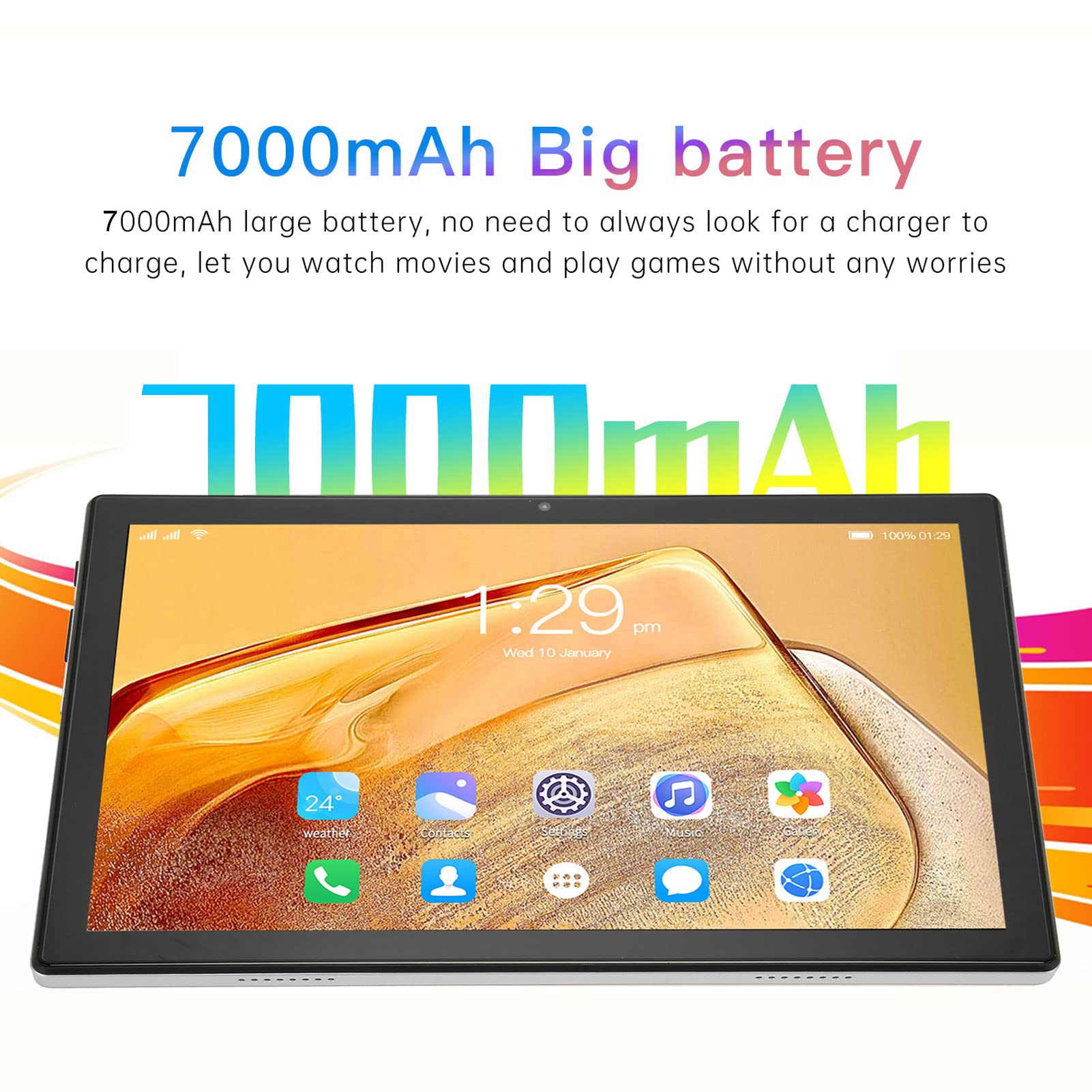 GOWENIC 10 inch Octa Core Tablet, for 11 Tablets 6GB RAM 256GB Storage, IPS HD Large Screen Tablet Computer, Dual Sim Card Slot, 4G Internet 5GWIFI, 7000mah (Silver)