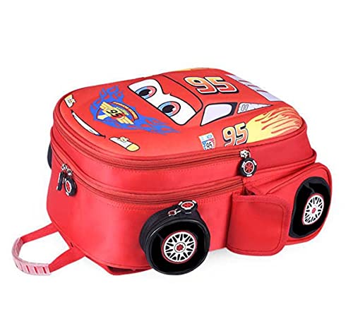 QWZY Kid Toddler Boys Girls Backpack Waterproof Cartoon Truck Car Child Snack School Bag Kindergarten Backpack (Red)