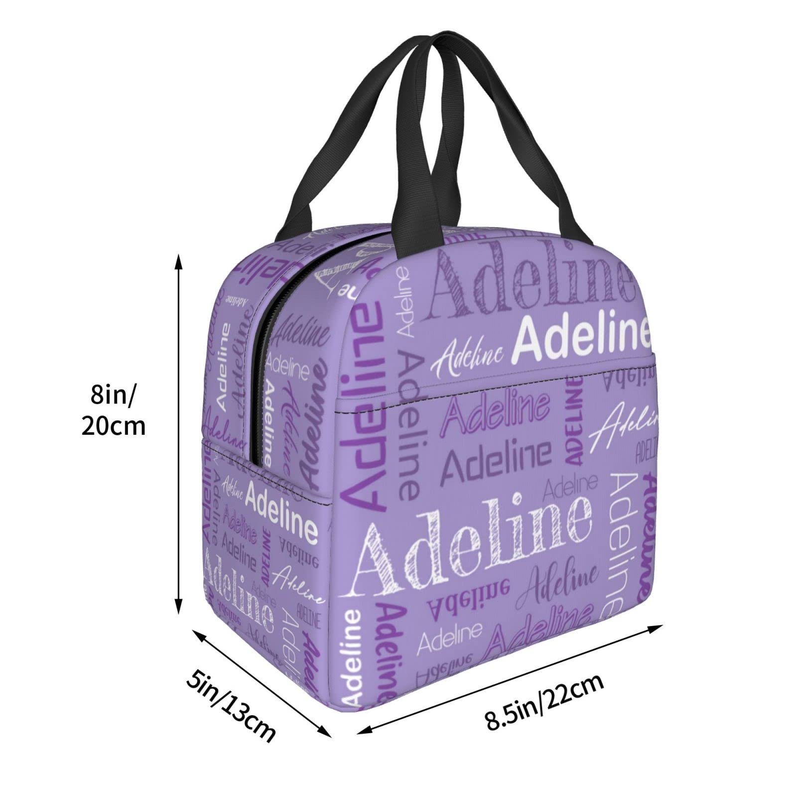 Custom Name Lunch Bag Personalized Insulated Lunch Box Customized Cooler Lunch Tote Bag for Boys Girls Office Picnic Camping LightPurple
