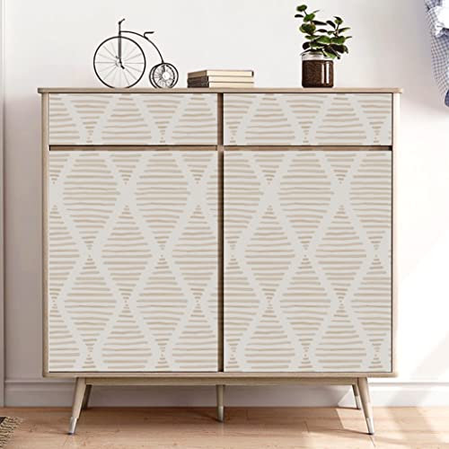 Modern Stripe Peel and Stick Wallpaper Beige and White Contact Paper 17.7β x 78.7β Geometric Wallpaper Self Adhesive Wallpaper Removable Decorative Wallpaper for Bedroom Drawers Cabinets Decor Vinyl