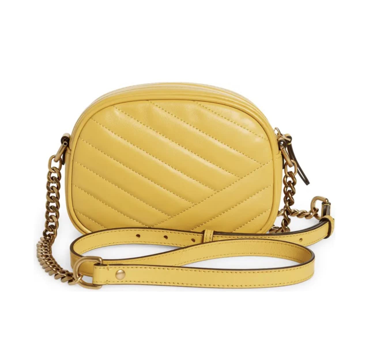 Tory Burch Women's Kira Golden Sunset Yellow Leather Camera Handbag Crossbody