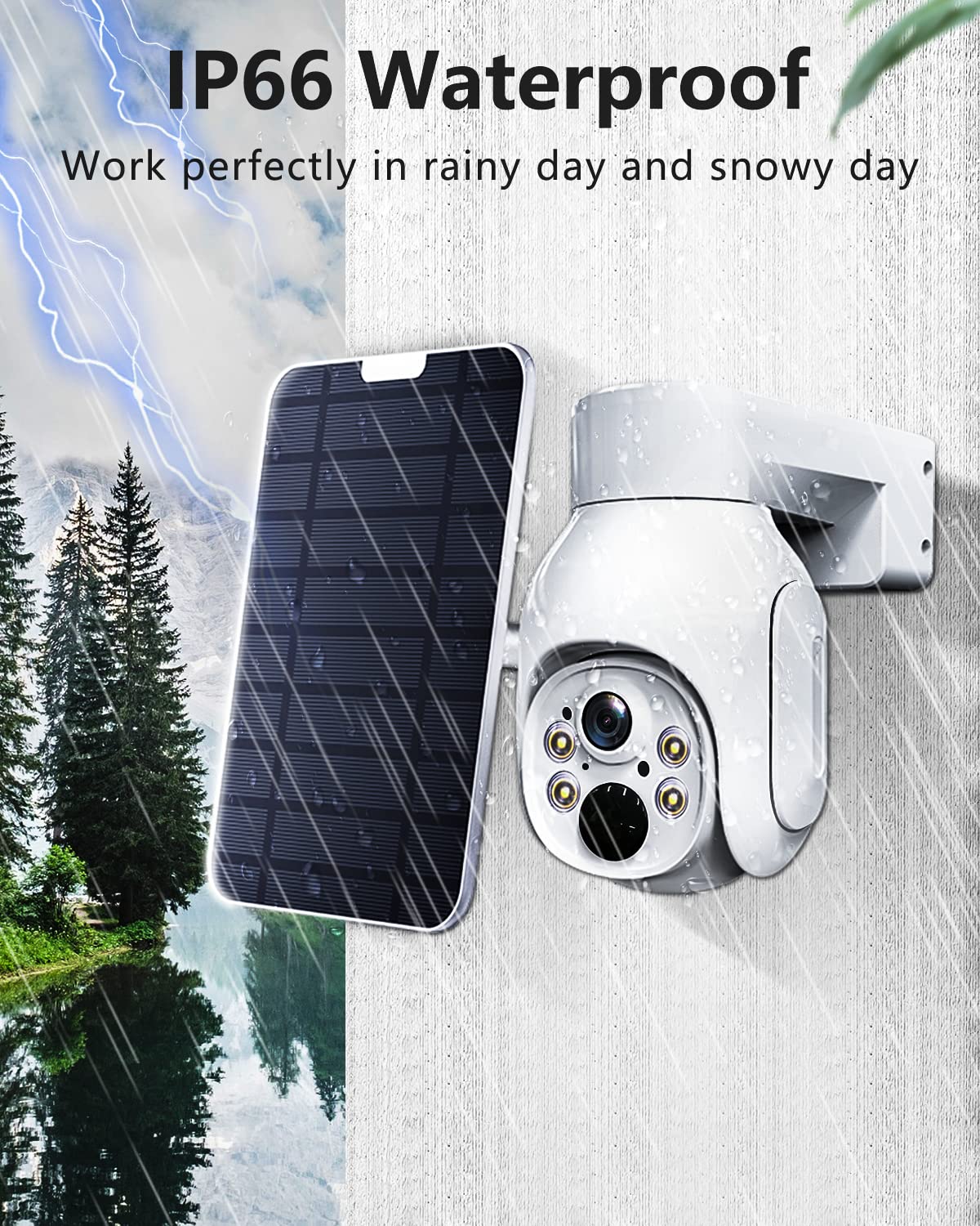 EDSACE 2K Solar Powered Security Camera Wireless Outdoor, Rechargeable Solar Camera Pan Tilt Digital Zoom Spotlight,Battery Powered Security PTZ Camera PIR Motion Sensor, 2-Way Talk, SD/Cloud Storage