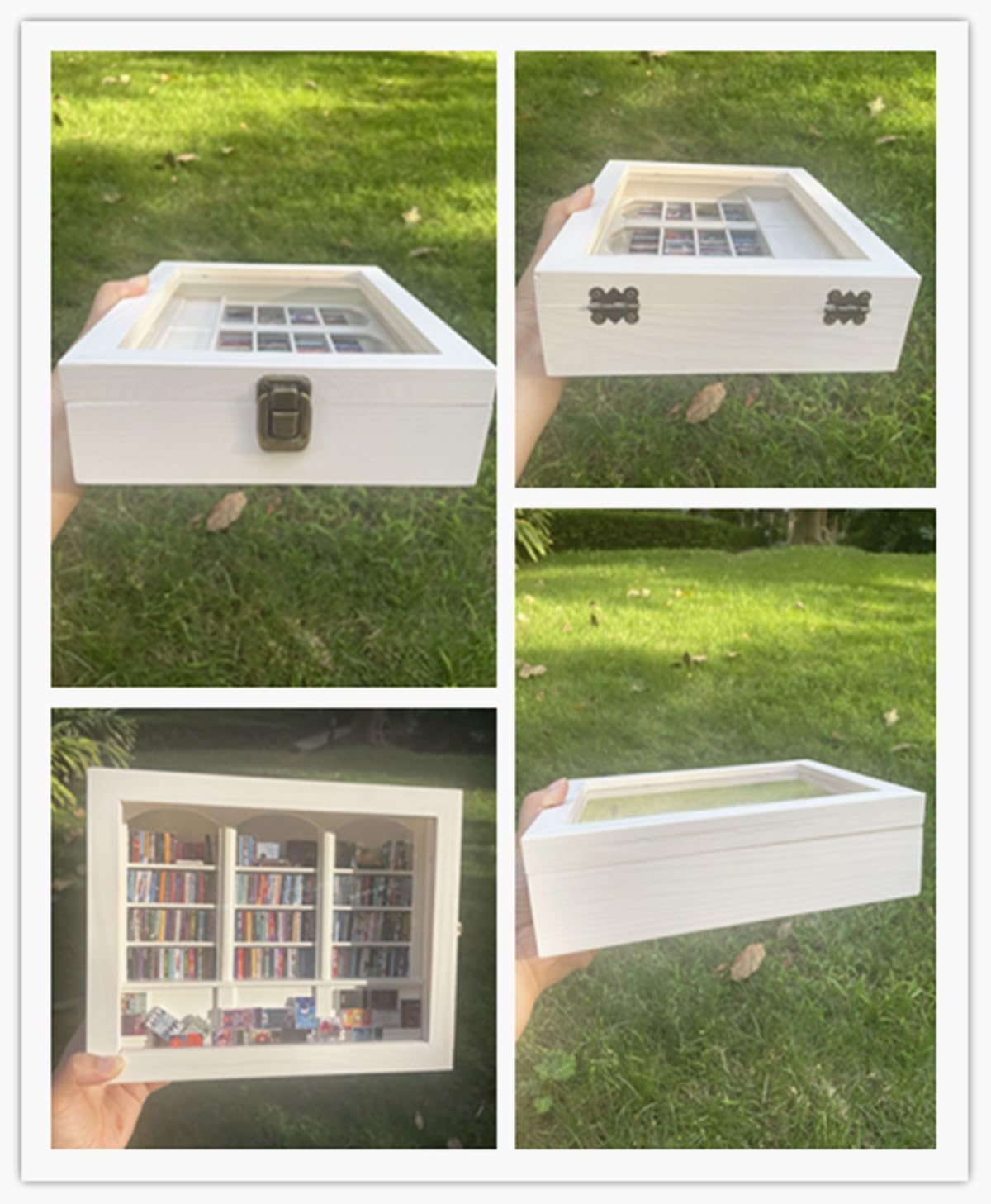 Generic Shake Away Anxiety Bookshelf,Stress Reliever,with 350Pcs Miniature Book Match Boxes Display Case Cabinet Decoration, for Book Lovers (white)