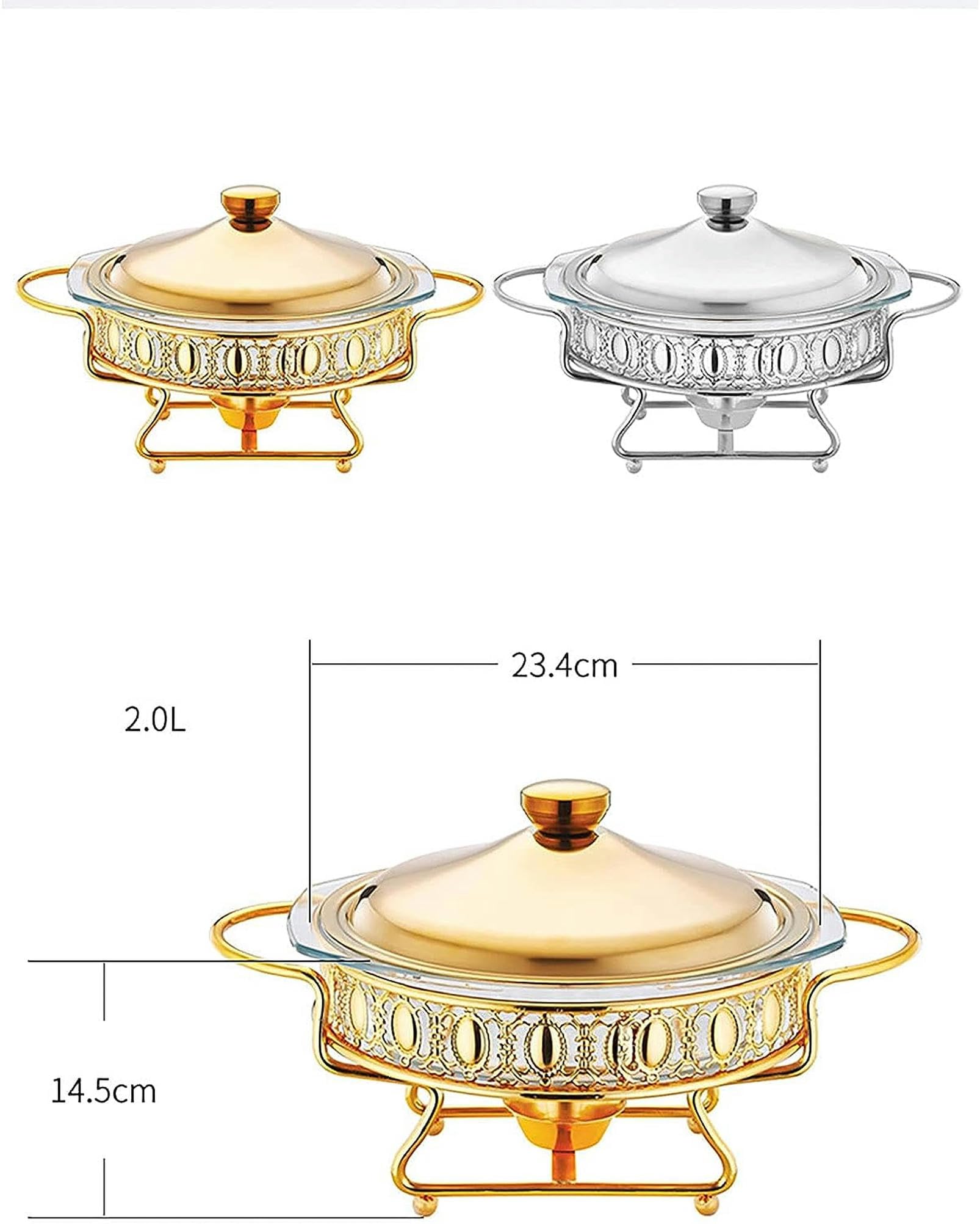 Chef Chafing Dish Buffet Set, Stainless Steel Chafer and Buffet Warmers Sets, Catering Buffet Mini Hot Pot Outdoor Picnic Household (Gold)