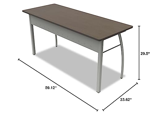 Linea Italia TR742MOC Trento Line Rectangular Desk, 59-1/8w x 23-5/8d x 29-1/2h, Mocha/Gray