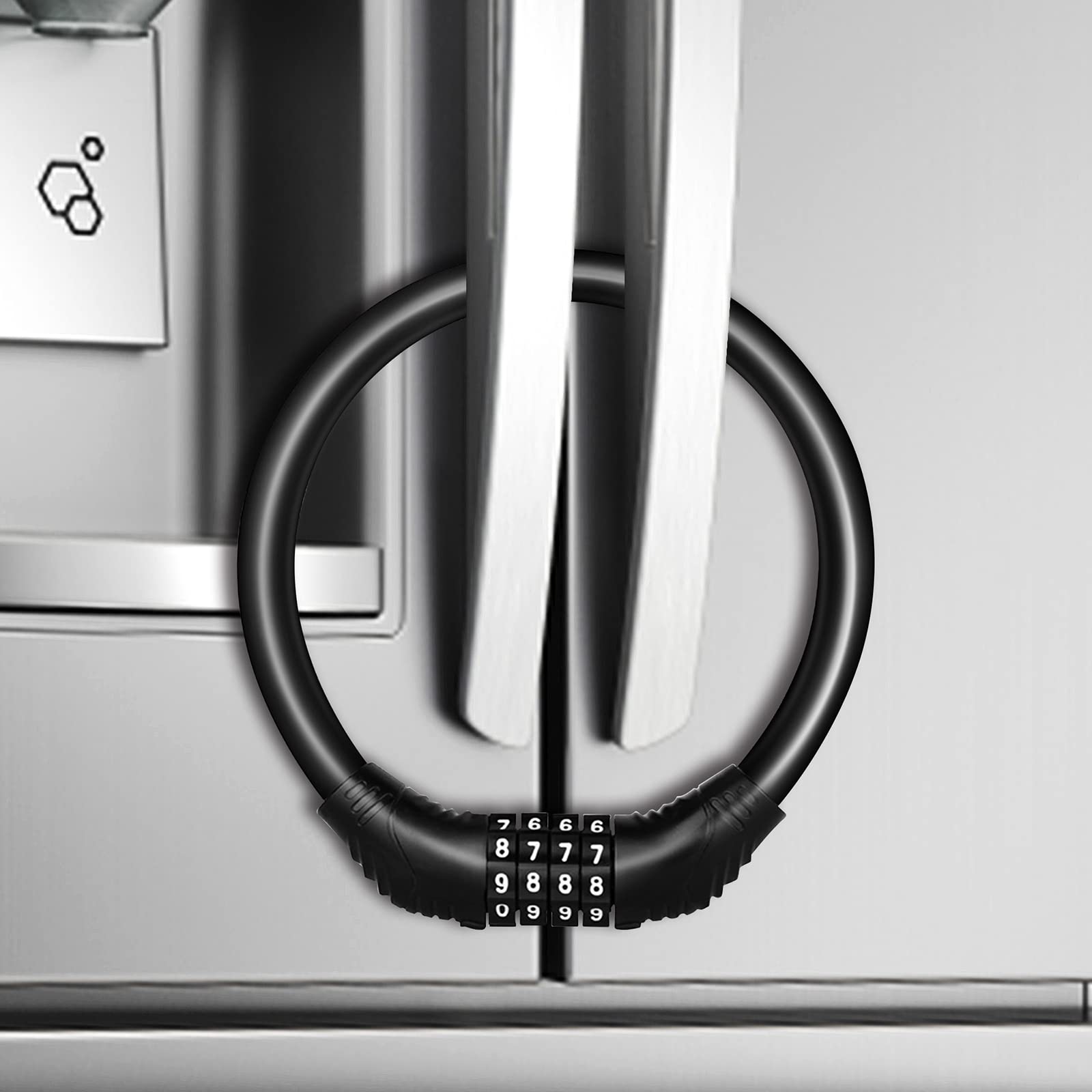 Refrigerator Lock, Upgraded Fridge Freezer Refrigerator Cabinet Lock, Fridge Lock Kids Safety Locks for French Doors Refrigerators, Cabinet Locks (1 Packs Black)