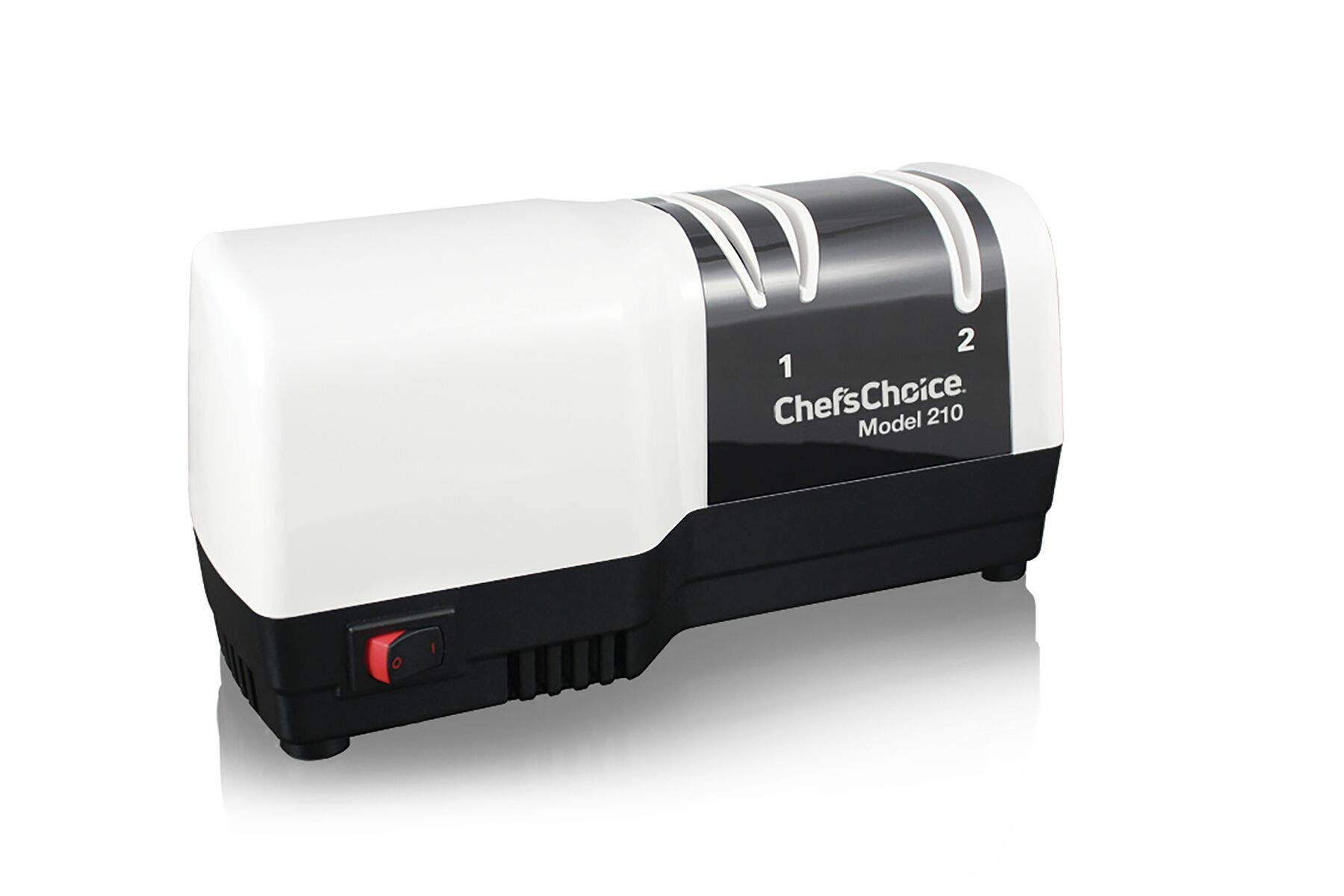 Chef's Choice 210 Hybrid Diamond Hone Knife Combines Electric & Manual Sharpening for Straight & Serrated Knives, 2-Stage, White