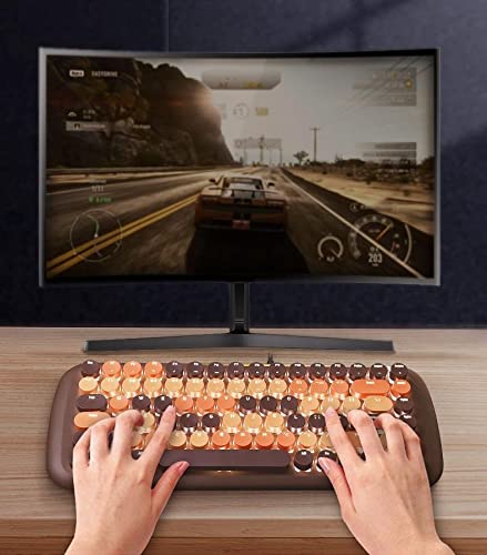 Mechanical Keyboard Wired 84 Keys Gaming Keyboard Mixed Color Retro Round Keycaps Keyboard for PC Gamer/Office/Home Computer (Color: Chocolate/Cherry Blossom Pink) (Color : Chocolate)