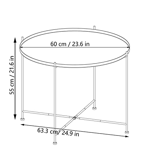 FUBIRUO End Table, Sofa Table Small Round Side Tables, Metal Nightstand,Outdoor Table Round for Living Room Bedroom Balcony Patio and Office Accent Coffee Table, (D) 23.6''x(H) 21.6'', Black