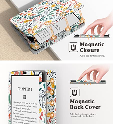MoKo Case for 6.8" Kindle Paperwhite (11th Generation-2021) and Kindle Paperwhite Signature Edition, Slim PU Shell Cover Case with Auto-Wake/Sleep for Kindle Paperwhite 2021, Flowers