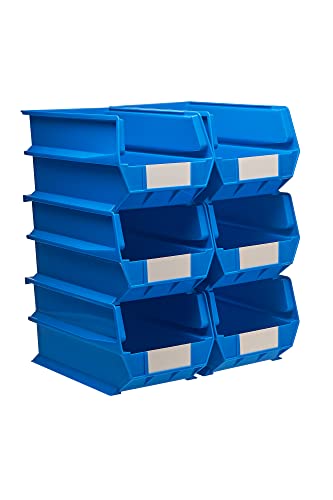 Triton Products 3-240B LocBin 14-3/4-Inch Length, 8-1/4-Inch Width, 7-Inch Height Blue Stacking, Hanging, Interlocking Polypropylene Bins, 6-Pack