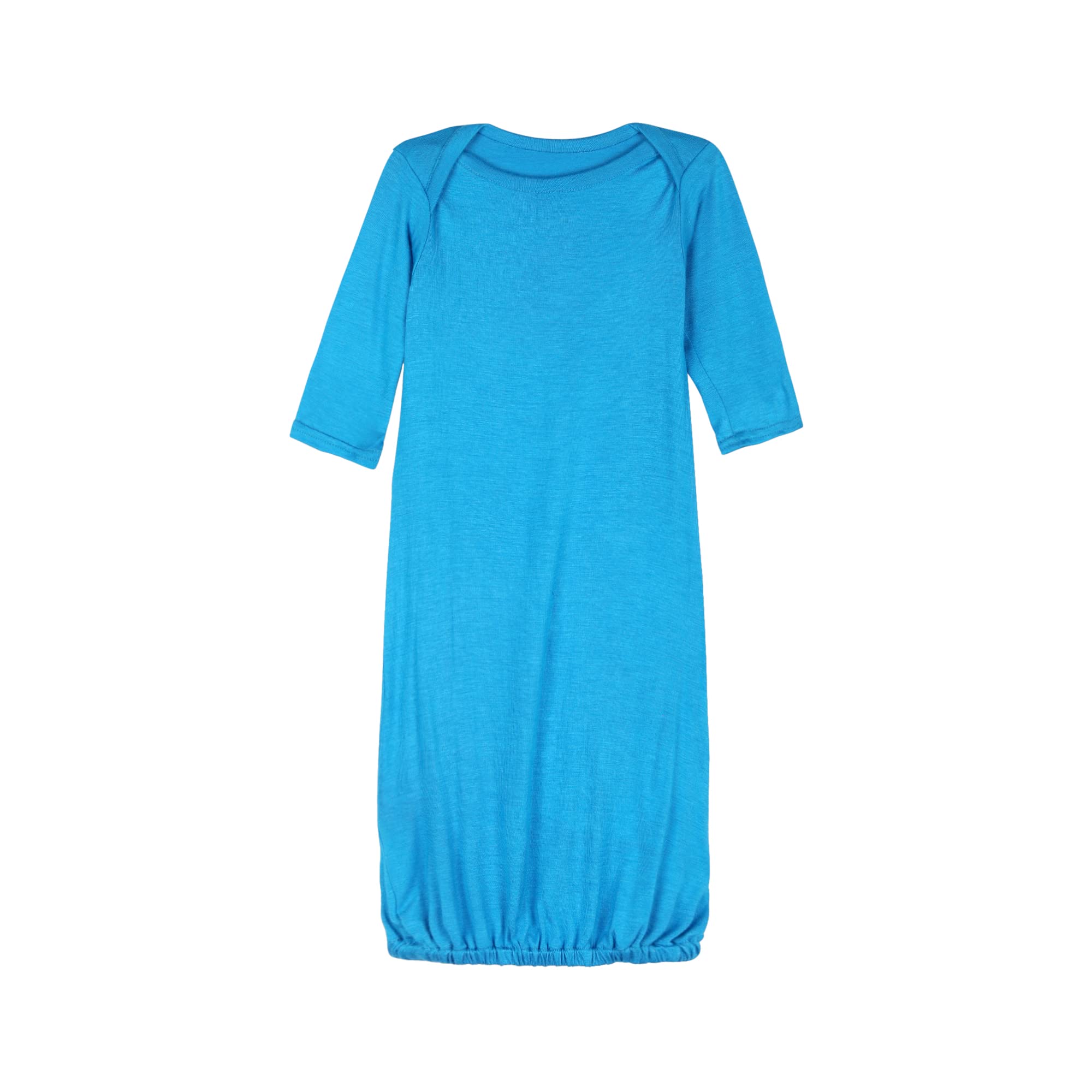 Comfy Mommy Newborn baby gown with matching beanie and headband in organic cotton solid cobalt blue