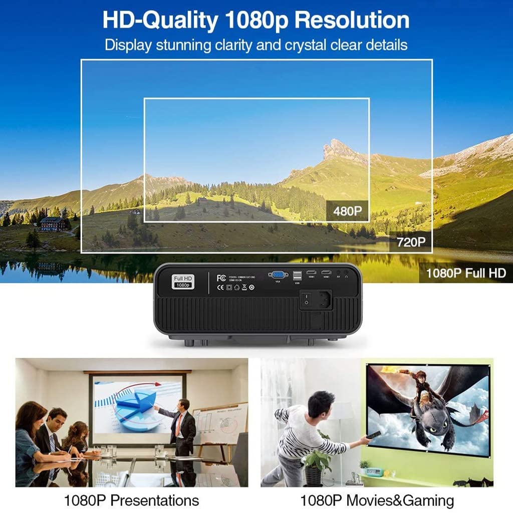 FZZDP Home Projector Led Home Theater Beamer System Full 1080p Native Resolution 10000:1 Contrast Ratio 900dab Projector ( Color : D )