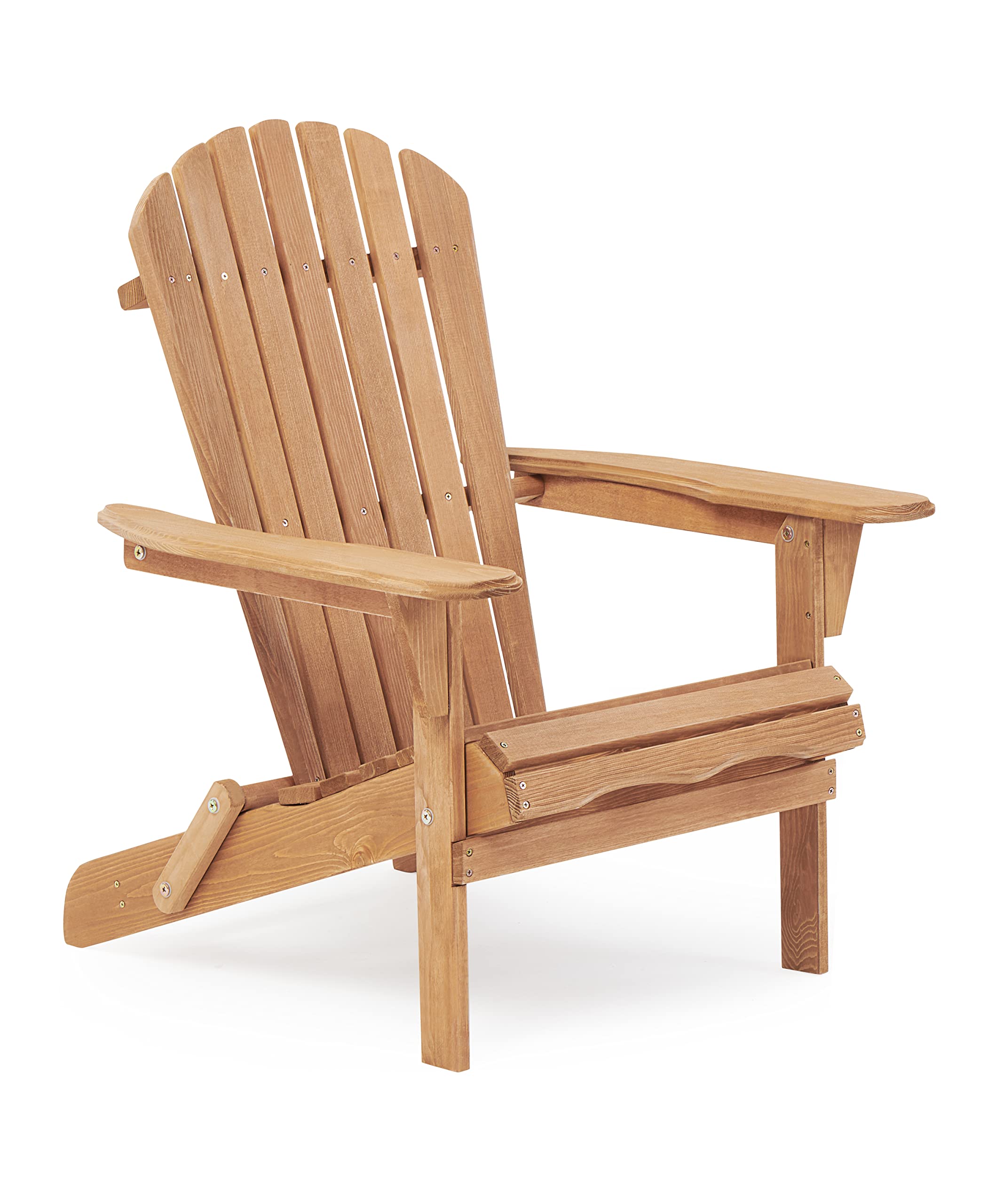 Mederra Wooden Folding Adirondack Chair, Half Pre-Assembled Outdoor Wood Patio Lounge Chair for Lawn Backyard Deck Pool Beach Firepit