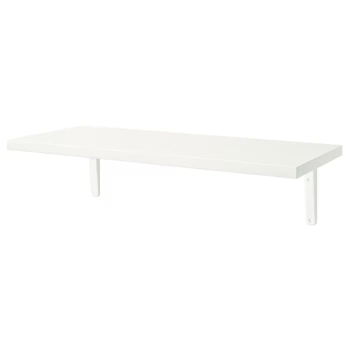 Generic Shelf with Bracket, White, 31 x11 Inches Floating Shelves,1 Set of Wall Mounted Shelf for Bathroom Decor, Bedroom, Living Room and Plants, Small