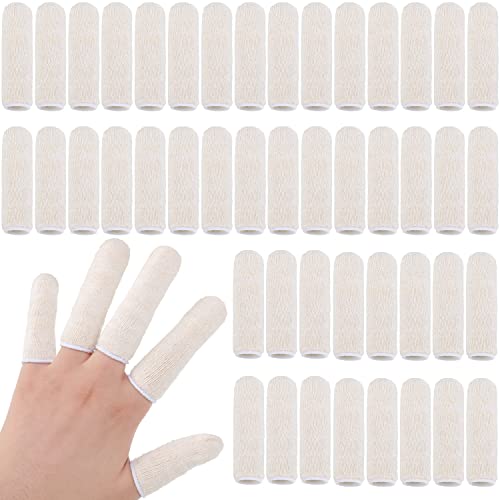 Geyoga 50 Pieces Cotton Finger Cots Finger Toe SleevesThumb Protector Fingertips Protective Cushion, Moisture Wicking (7.6 cm/ 3 Inch)