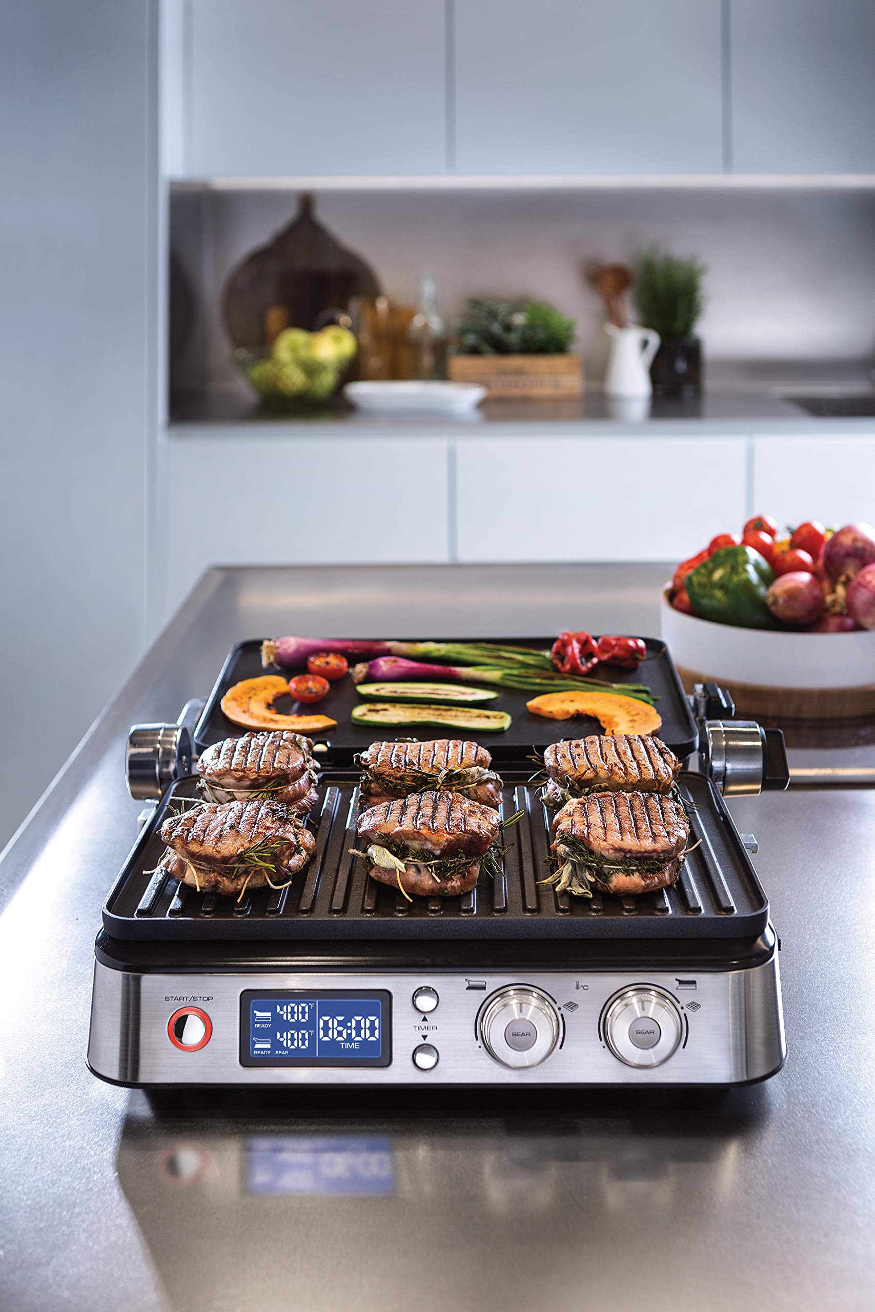 De'Longhi CGH1030D Livenza All-Day Grill, Griddle and Waffle Maker Silver Large