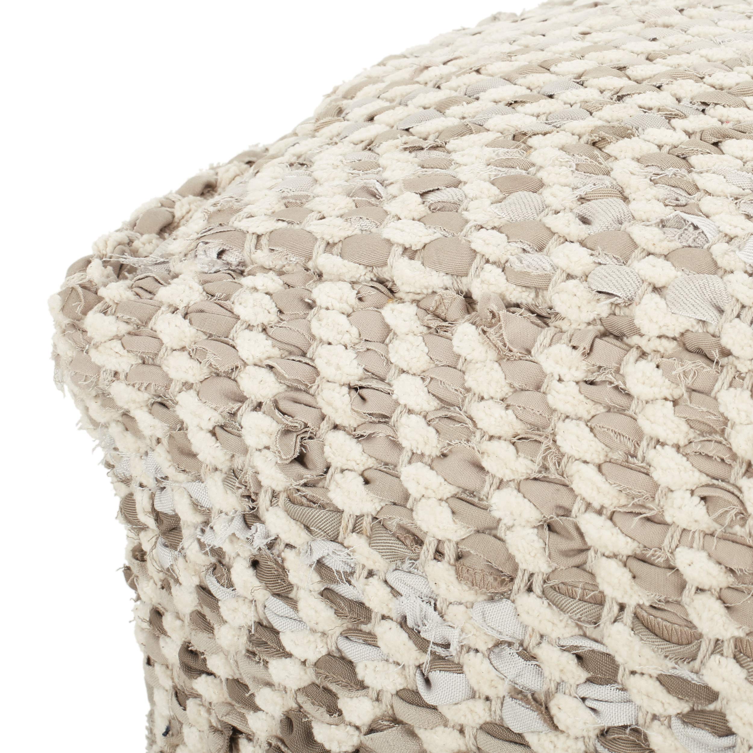 Christopher Knight Home Pouf, Ivory + Beige