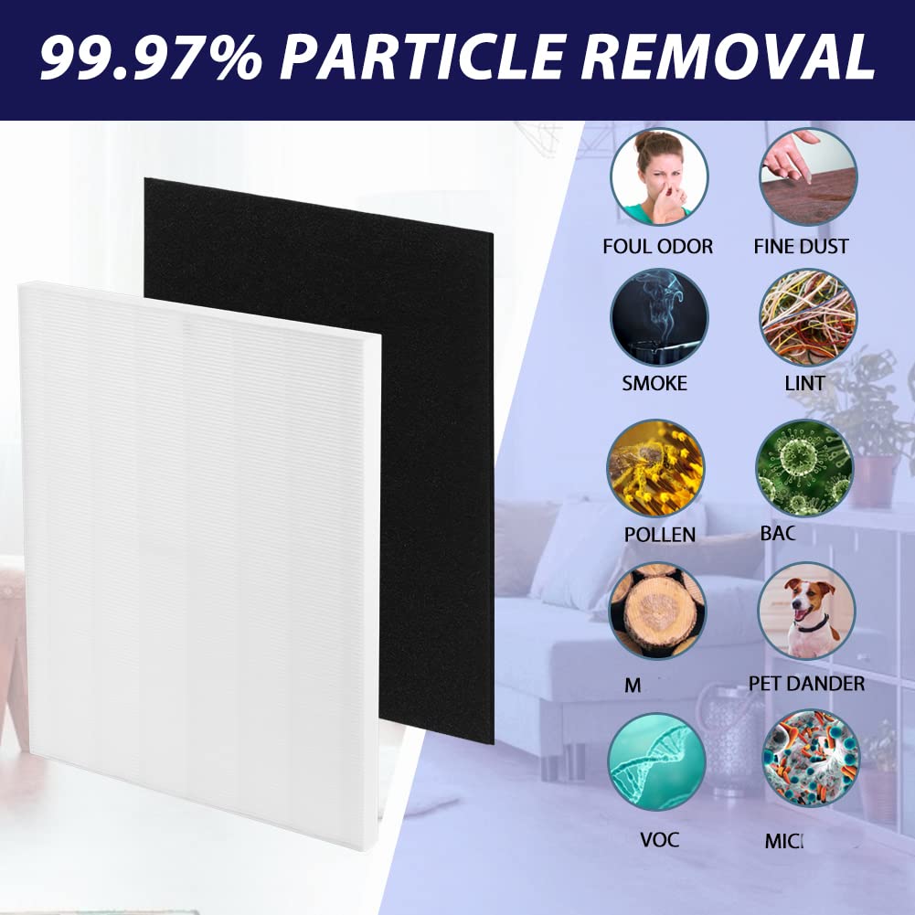 Ganteny D360 Replacement Filter Compatible with Winix D360 Air Cleaner Purifier, Item Number 1712-0101-02, Filter D3,Ture HEPA and 4 Carbon Pre-Filters