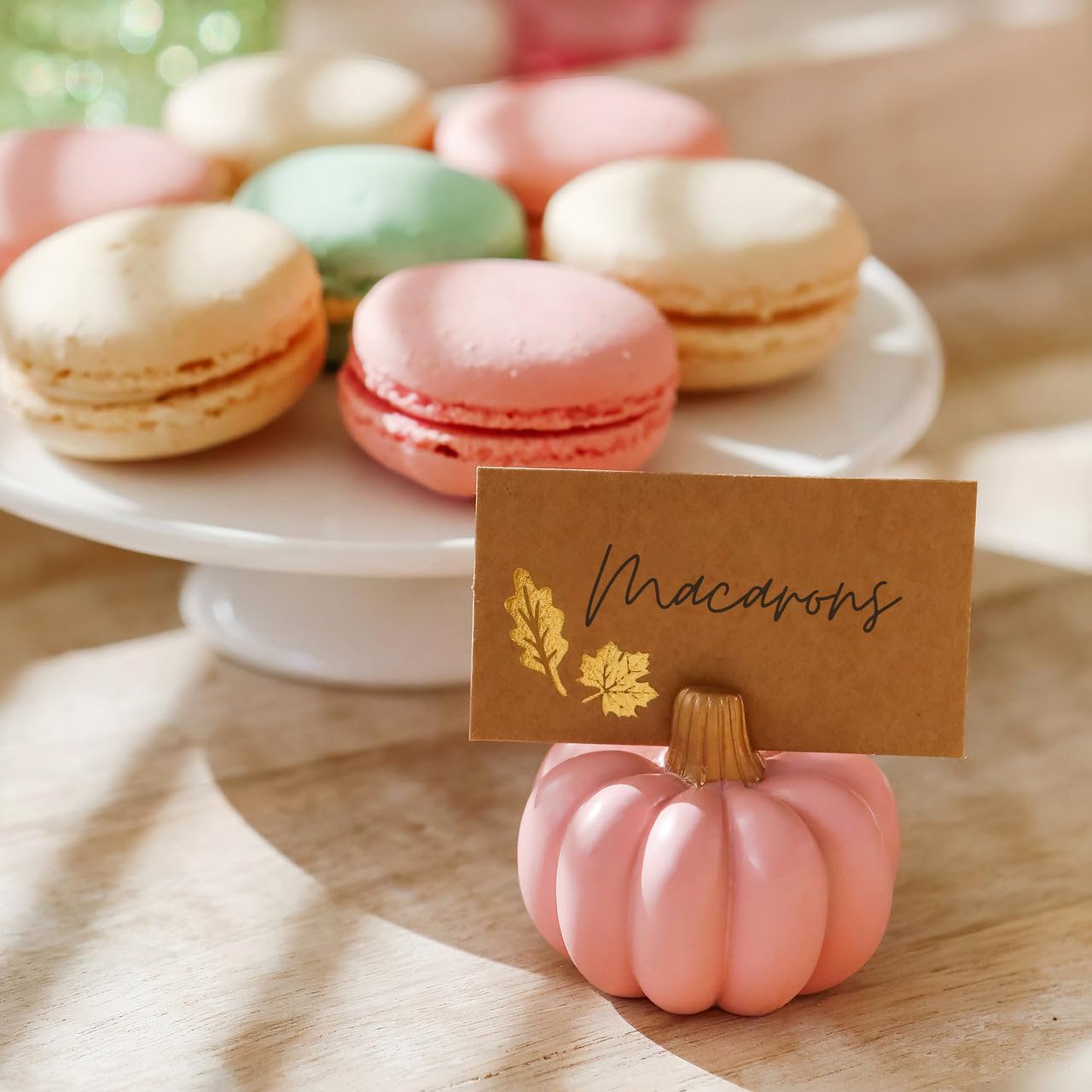 Kate Aspen 12pcs Fall Decor Orange Pumpkin Place Card Holder, Place Settings for Thanksgiving Table Decor, Fall Themed Weddings, Bridal Brunches (Place Cards Included)