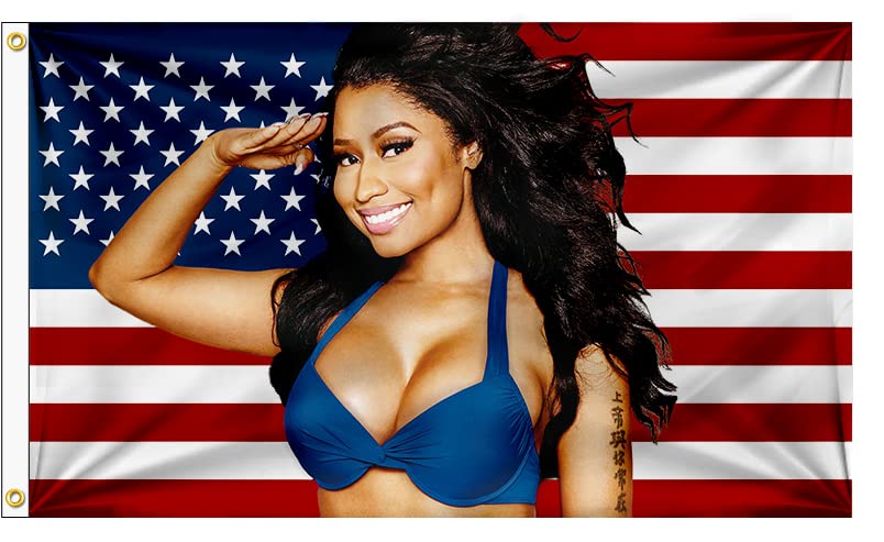 Homissor Nic-ki Min-aj Flag, American Nicki Min-aj 3x5 FT USA Flags for Wall Bedroom Living Room Hanging Decoration Outdoor Indoor Banner Brass Gromments